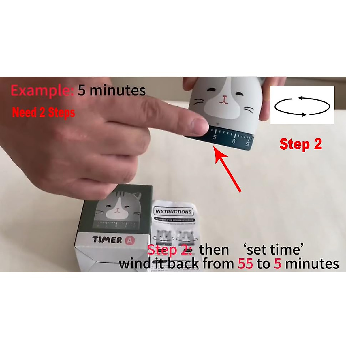 Red Dollar Mechanical Kitchen Timer, 60-Minute Wind Up Dial Rotating Countdown Egg Reminder No Batteries Loud Ring Cute Time Management for Cooking Valentine's Day Spring Gift (Light Orange)