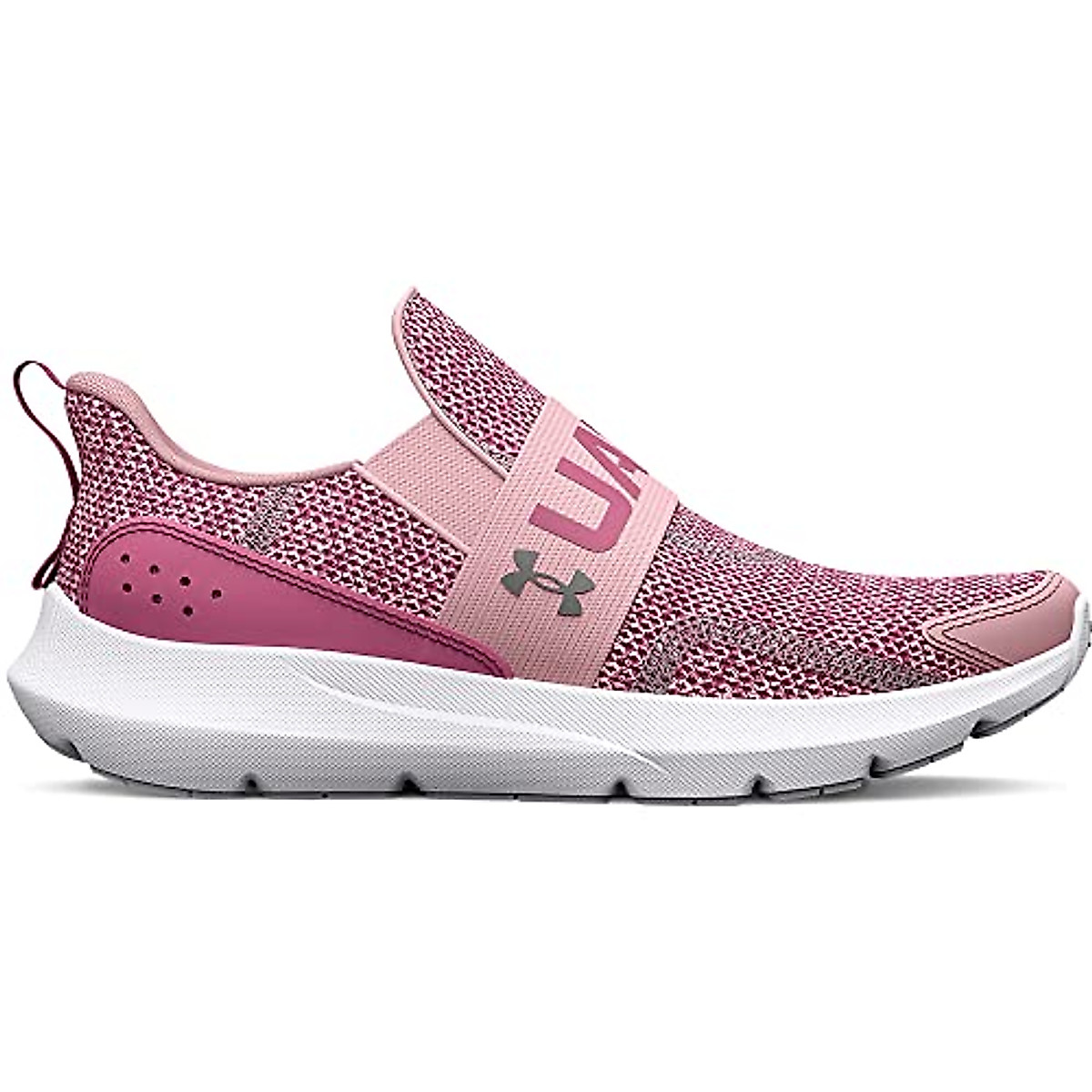Under Armour Girl's Little Kid Pre School Surge 2 Slip On, (600) Prime Pink/Flamingo/Metallic Silver, 2