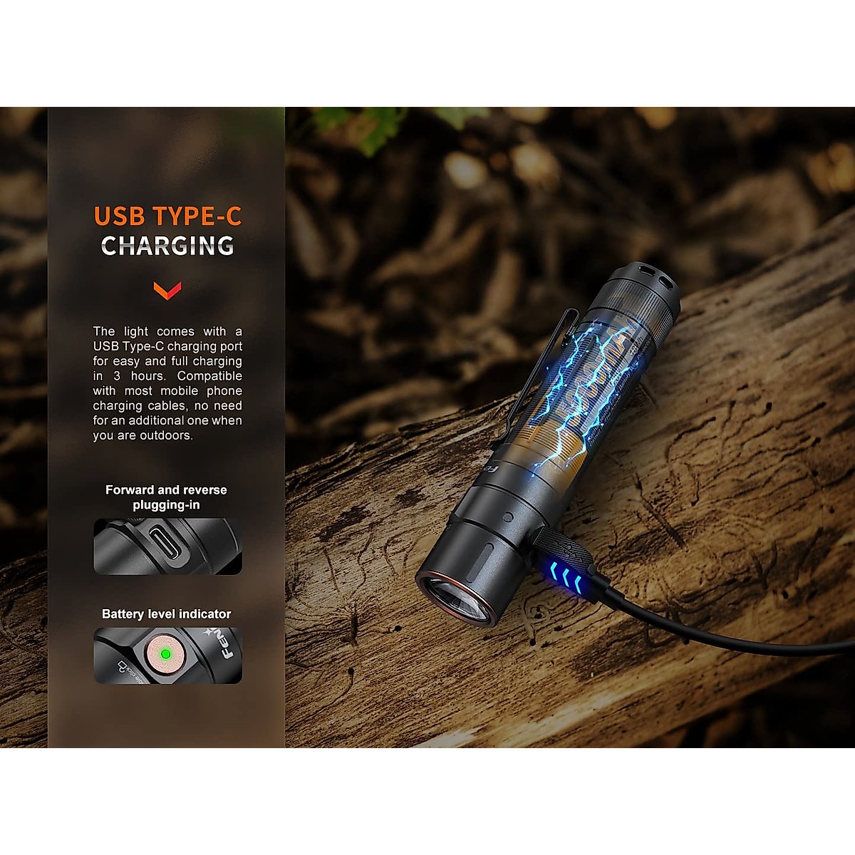 Fenix Dual Battery Bundle E35R EDC Flashlight, 3100 Lumens USB-C Rechargeable High Lumen Performance Flashlight with Extra ARB-L21-5000 and LumenTac Battery Case