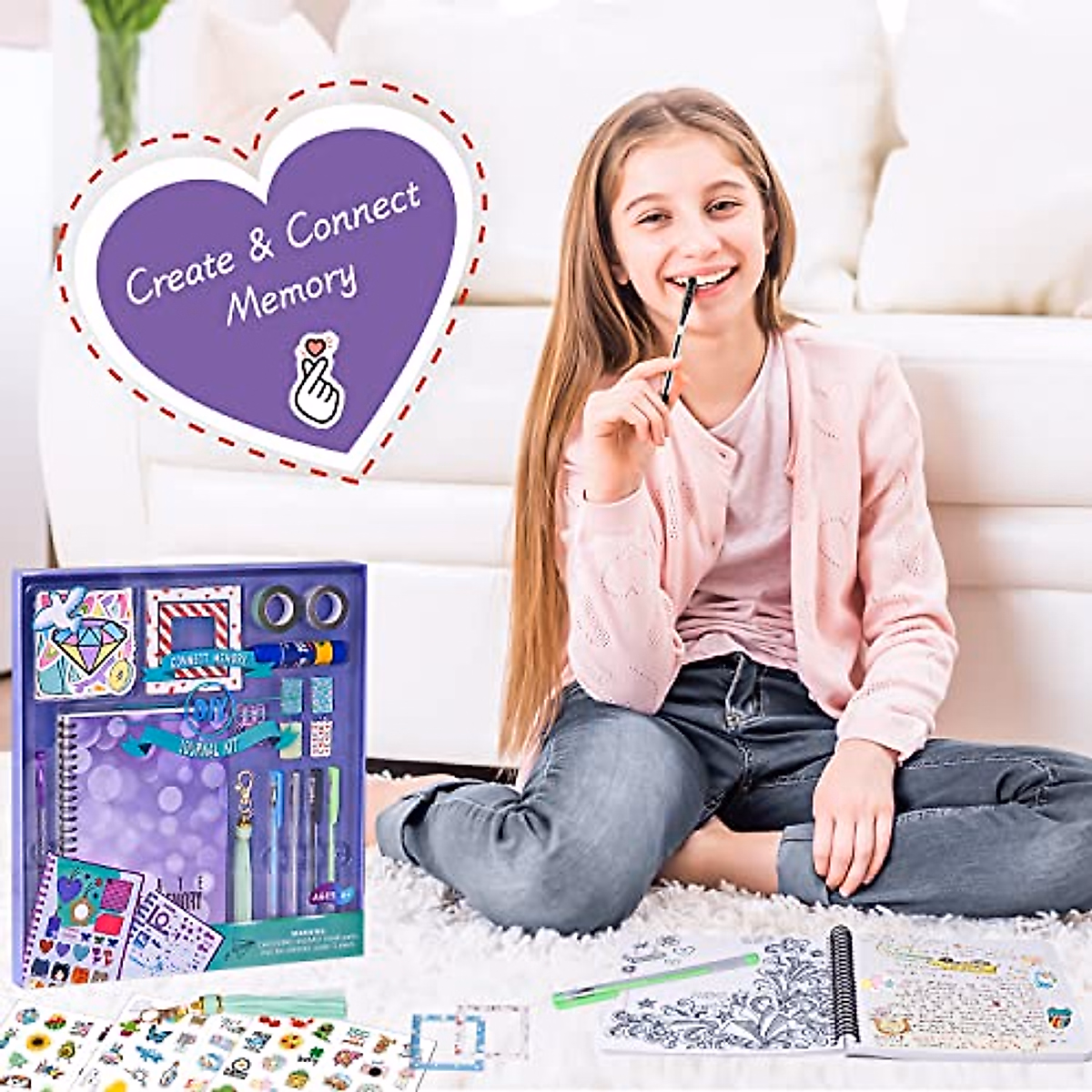 YOUSOKU DIY Journal Set for Girls Gifts, Great Birthday Gifts for Tween Age Girls, Art & Crafts Stuff for Tween & Teenage Kids, Girls Toy, Scrapbook & Diary for Ages 6 7 8 9 10 11 12 13 Years Old