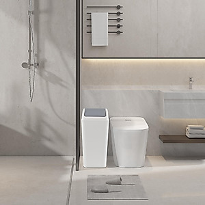 Nicesh 2.6 Gallon Swing Top Trash Can, 10 L Plastic Garbage Can with Swing Lid (Grey)