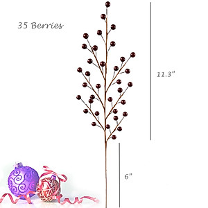 Larksilk 324 Artificial Burgundy Berry Stem Picks Decorative Wire Branch Sprays for Christmas Tree, Holiday Décor, Silk Flower Arrangements, Home DIY Crafts 35 Berries per Stem Design