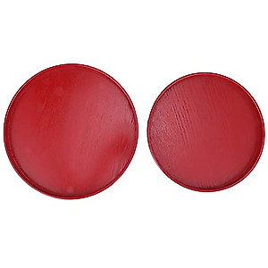 Round Tray, Wooden Tea Tray Chinese Wedding Tea Tray Multifunctional Food Trays Red Plate for Home Kitchen Party,Wedding Supplies