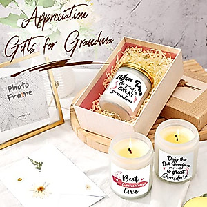 Spiareal 6 Pcs Best Grandma Ever Gifts Grandparents Birthday Day from Grandson Granddaughter 7oz Scented Jar Candles Natural Mineral Wax for Women Christmas Thanksgiving (White, Grandma)