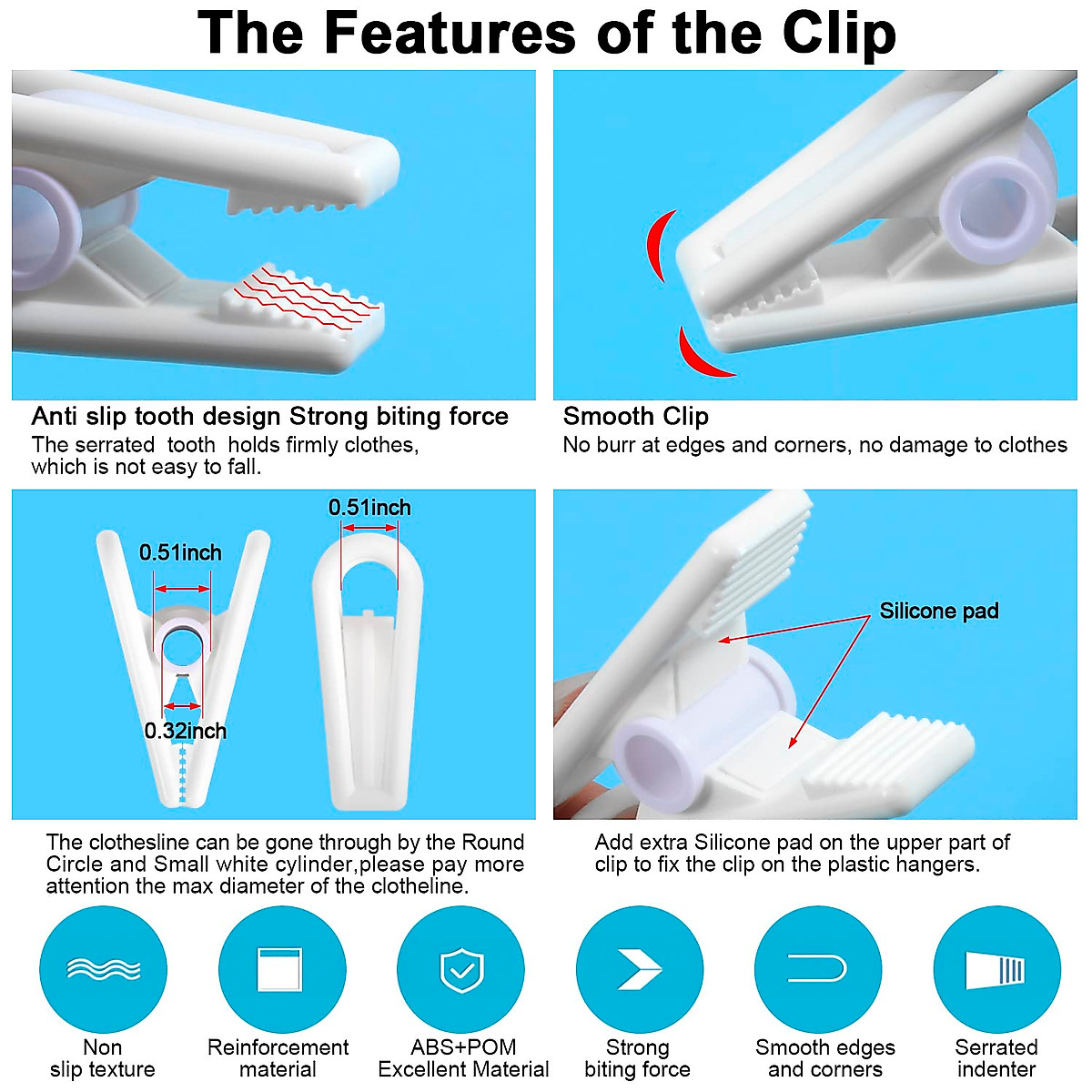 20Pcs Laundry Clips,Washing Line Pegs,Windproof,Hanger Clips for Baby's Flat Thin Clothes Hangers,Chip Clips,Multi Purpose Clips for Kitchen Food Package,Photos,Crafts,Display Artwork Clothespin,White