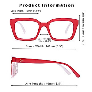 Hycredi Classic Square Eyewear Non-prescription Clear Lens glasses for Women Men Thick Square Frame Eyeglasses-Red