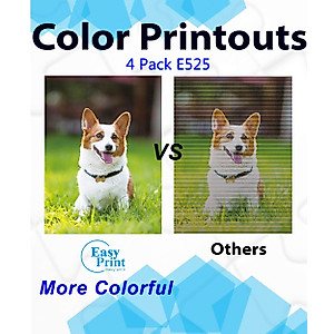 (BK+C+M+Y) 4-Pack Compatible Toner Cartridge Replacement for Dell E525W E525 for Dell E525W Wireless Color Laser Printer for 593-BBJX 593-BBJU 593-BBJV 593-BBJW, Sold by EasyPrint