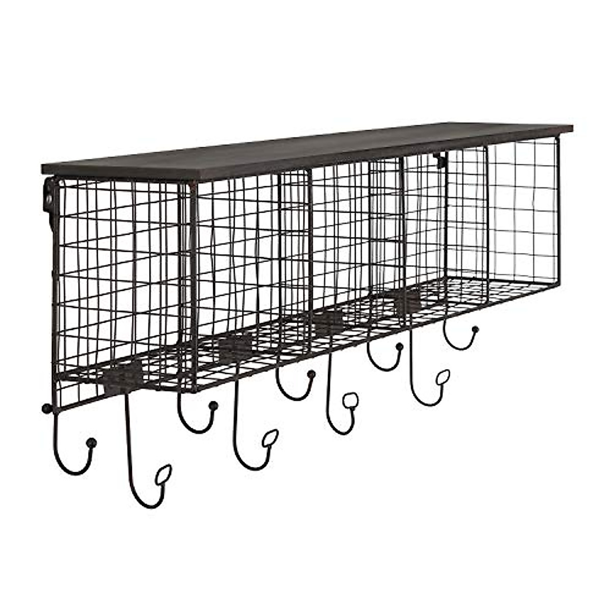 Linon AHWE12381 Lanette 4-Cubby Wall Shelf, 13" x 30" x 6.5", Black