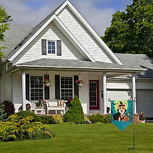 Oarencol Halloween Corgi Dog Witch with Cauldron Candy Garden Flag Trick or Treat Moon Bat Double Sided Home Yard Decor Banner Outdoor 12.5 x 18 Inch