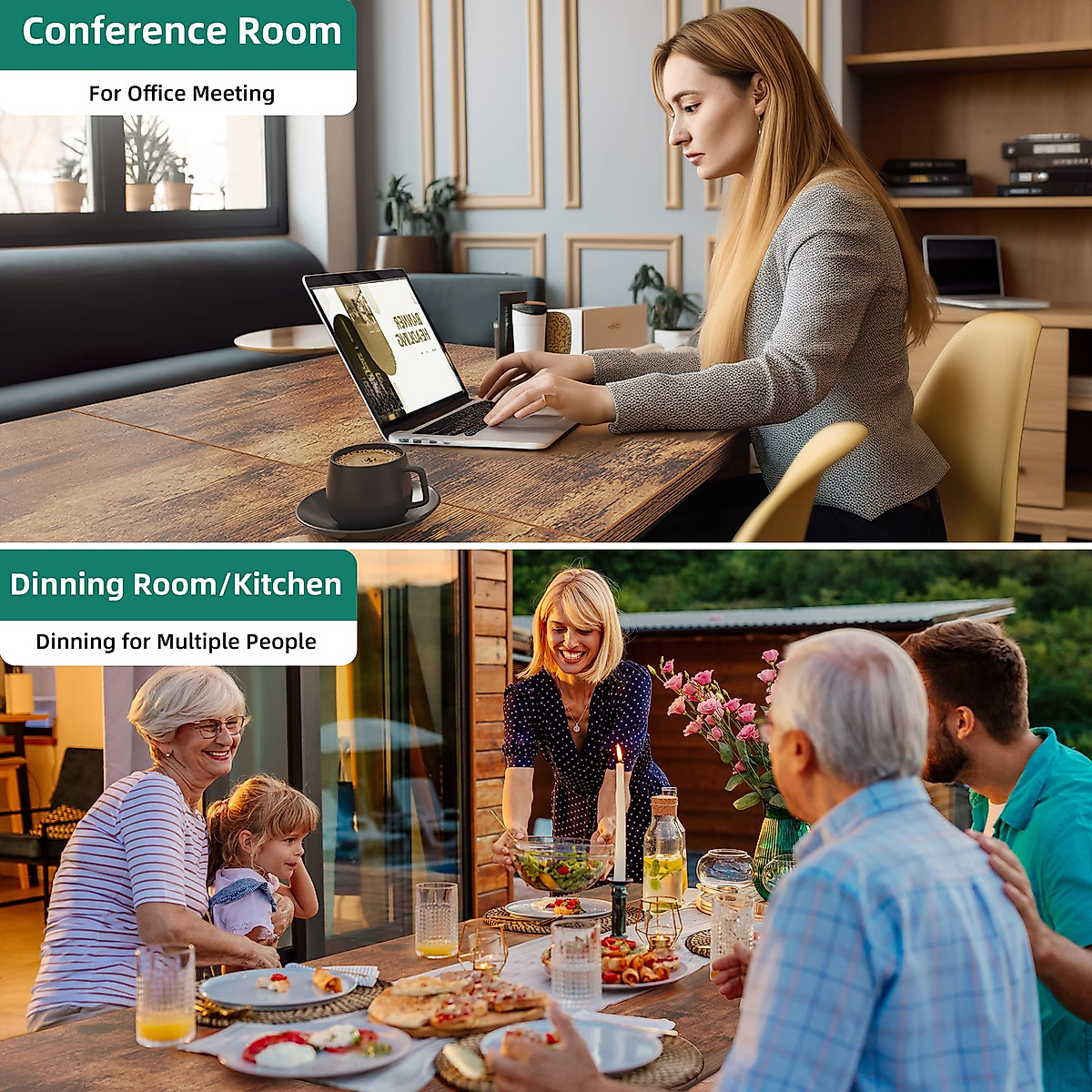 YITAHOME 70.8" Large Kitchen Dining Room Table for 6-8 People, Rustic Brown Farmhouse Industrial Wood Style Rectangle Apartment Dinning Room Dinette Tables for Eating Dinner