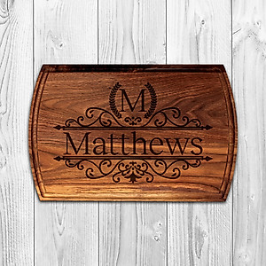 Monogrammed Wood Cutting Board Gift for Him or Her, Unique Wedding Gift for Couples, Engraved Maple or Walnut Holiday Gift Idea, Etched Gift