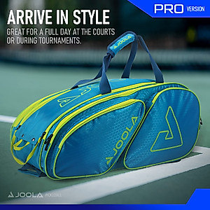 JOOLA Tour Elite Pro Pickleball Bag – Backpack & Duffle Bag for Paddles & Pickleball Accessories – Thermal Insulated Pockets Hold 4+ Paddles - Includes Fence Hook Blue/Yellow