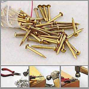 newlng 500pcs Small Nail Round Head Tiny Nails String Art Nails Hand-Made Hardware Accessories Fasteners Mini Nails 1 X 10mm/0.04"X0.4"(DXL) Gold