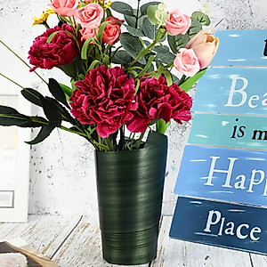 Syhood Outdoor Ribbon Poly Satin Ribbon Floral Craft Decoration Aspidistra Leaf Riband Easter Holiday Outdoor Decorating(4 Inch X 49 Yards,Dark Green)