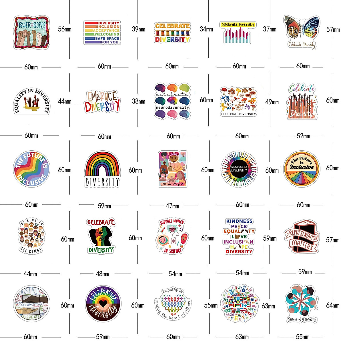 50pcs Diversified Stickers Pack, Beautiful Vinyl Waterproof Sticker Decals for Water Bottles, Laptops, Phones, Skateboards, Helmets, Hard Hats, Suitable for Kids Teen Adults Party Supplies Decor