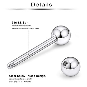 Ftovosyo 16Pcs Nipple Ring 14G Surgical Steel Tongue Nipplerings Barbell Bar Hoop Rings Retainer Piercing Jewelry for Women Men 14MM (9/16 Inch) Silver-tone