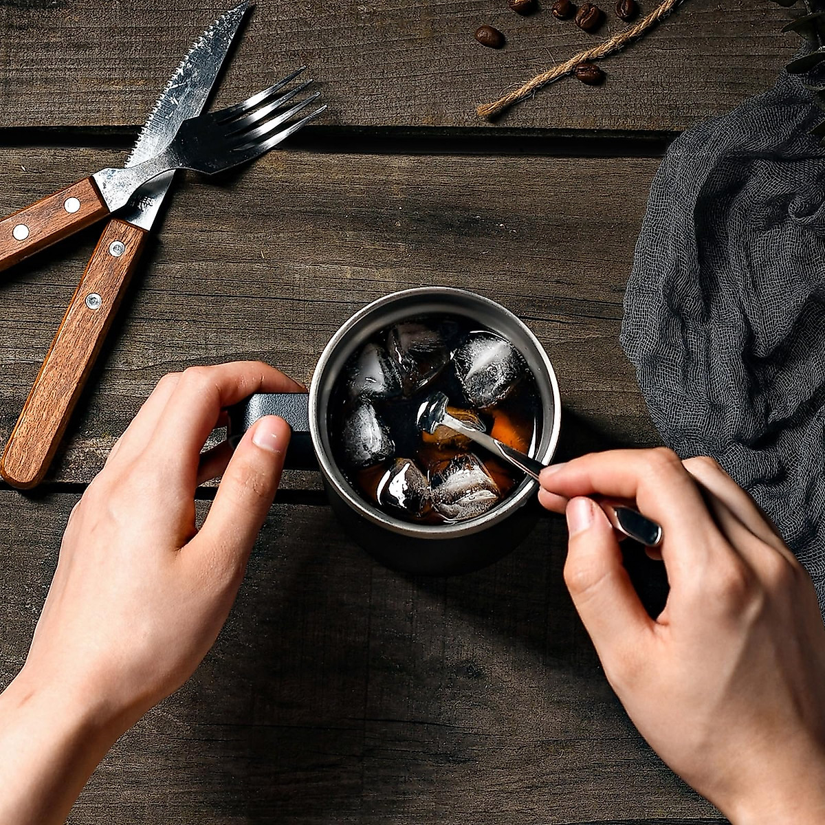 SILICANICE 14 oz Stainless Steel Vacuum Insulated Tumbler with handle & MacSlider Lid, Dishwasher Safe & Spill Proof Coffee Cup, Travel Mug for Hot/Cold Drinks, Durable Design - Gray