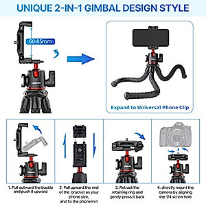 ULANZI MT-33 Camera Tripod,Flexible Mini Tripod with 1/4" Screw for Magic Arm,Octopus Tripod Compatible with iPhone 12 Samsung Canon Nikon Sony Cameras