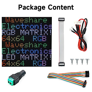 64x64 4096 Pixels RGB Full-Color LED Matrix Panel 2.5mm Pitch, Adjustable Brightness Chainable Design,Display Text/Colorful Image/Animation, Compatible with Raspberry Pi / Raspberry Pi Pico / ESP32