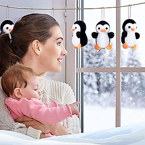 Skylety 8 Pcs Penguin Plush Keychain 4 Inch Stuffed Animal Bulk Small Hanging Stuffed Penguin Doll Mini Soft Companions Gift Present Party Favors for Kid Birthday Decoration(Black)