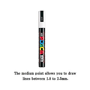 Uni Japan Posca Paint Marker Mitsubishi Poster Color White 6 Marking Pen PC-1M PC-3M PC-5M 2 of Each With Kanji LOVE Sticker
