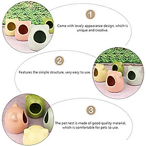 iplusmile ) House Accessories Hamster Summer Small Animal Hideout Ceramic Hamster Hideout Mini Hut Cage for Mini Animals Guinea Pig Gerbil Ferret (2pcs, Tiny