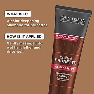 John Frieda Midnight Brunette Visibly Deeper Colour Deepening Shampoo, 8.3 Ounces - Packaging May Vary