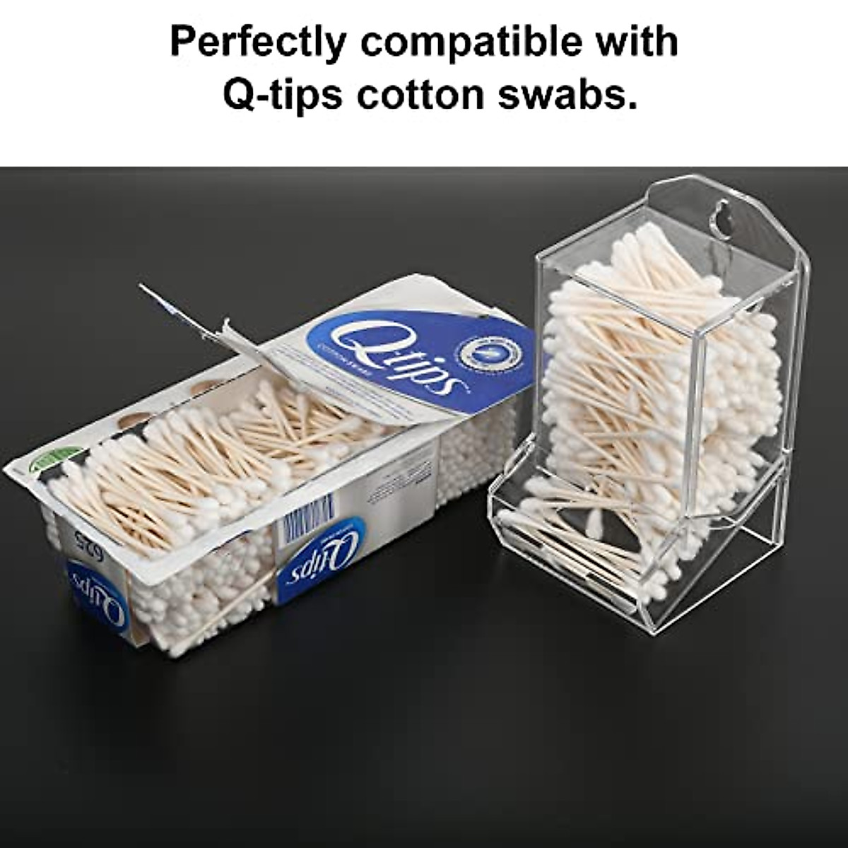 Beautyflier Qtip Dispenser Cotton Swab Holder, Large Acrylic Q Tip Dispenser Storage Organizer Modern Containers Countertop Decor for Bathroom Restroom (Clear, Cotton Swab Dispenser Only)