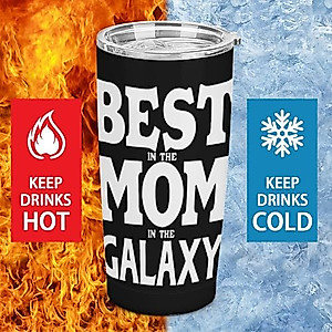 Best Mother in The Galaxy 20 OZ Stainless Steel Tumbler Travel Car Coffee Mug with Straw Lid Cleaning Brush Coffee Tumbler Mug for Women Men