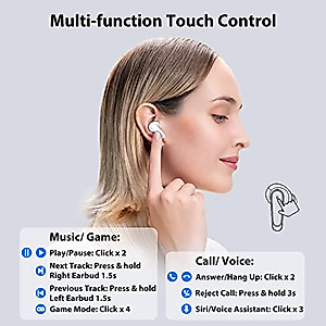 COOYA Wireless Earbuds Bluetooth 5.2 Headphones for iPhone 14 13 Pro Max 12 11 Noise Canceling Bass Stereo Wireless Gaming Headsets with Mic in-Ear Earphones for Samsung S23 S22 Ultra S21 S20 A53 A14