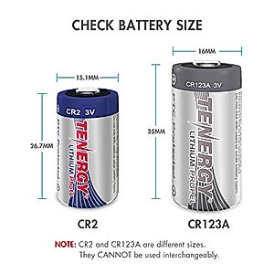 Tenergy CR2 3V Lithium Battery Non-Rechargeable PTC Protected High Performance CR2 Batteries for Flashlight, Digital Cameras, Toys, Alarm Systems (Not for Arlo Camera) 50PCS