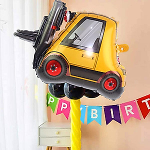 Giant Construction Balloons, 3pcs 30 Inch Excavator Dump Truck Crane Foil Balloon, Construction Themed Birthday Party Supplies, Car Vehicles Balloon for Boys Girls (Balloon No Driver Printing)