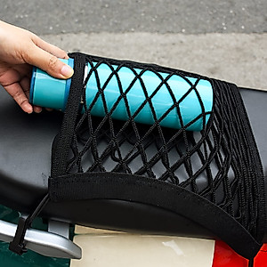 2 Pack Motorcycle Cargo Net, Motorcycle Bungee Cargo Net 10.3"X15.4" Helmet Net Small Luggage Rack High-Elastic Double Layer Bungee Net Thicken Net with Adjustable Metal Hooks for Motorcycle Bike ATV