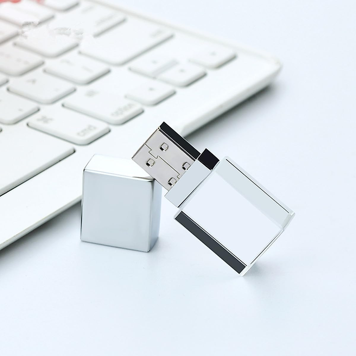 New Crystal Transparent Rectangle Genuine USB Flash Drive Wedding Gift Pen Drive,Silver