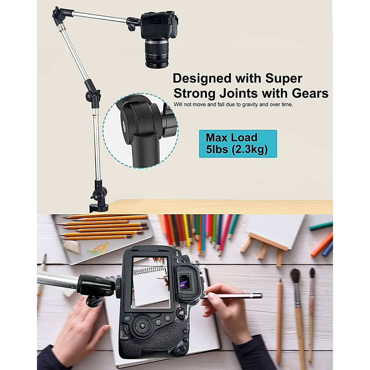 Aozcu Flexible Tablet Stand Holder for Bed, 35in Aluminum Long Arm iPad Camera Mount for Desk, 360° Rotation Webcam Stand with 1/4 Screw for iPad Pro 11 Air Mini, Switch, iPhone, More 4-12.9" Devices