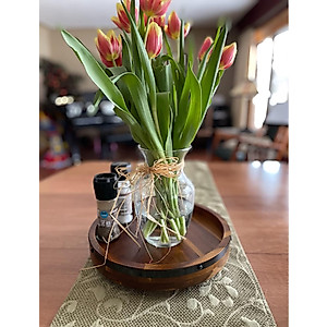 12 Inch Acacia Wood Lazy Susan Turntable for Table, Kitchen Turntable Organizer, 360 Degree Decorative Turntable for Countertop Cabinet or Centerpieces