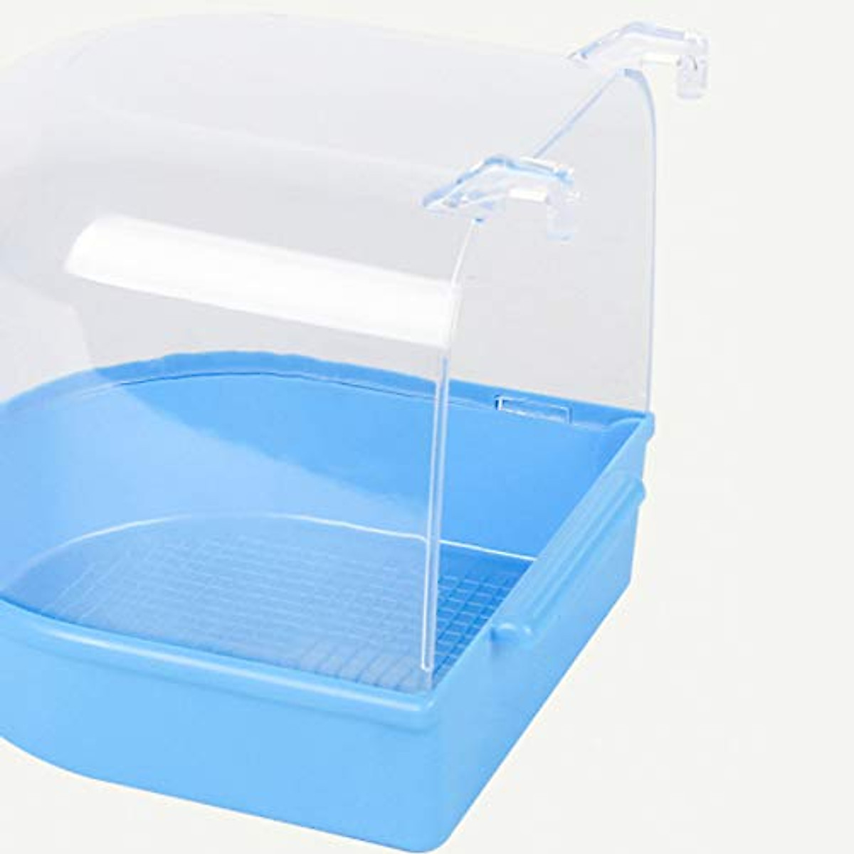 Bird Bath Cage Small Blue Bird Bath Tub Cover Shower Supplies for Cockatiel, Budgerigar, Macaw, Finch, Budgie, Parakeet, Conure, Canary, Parrots