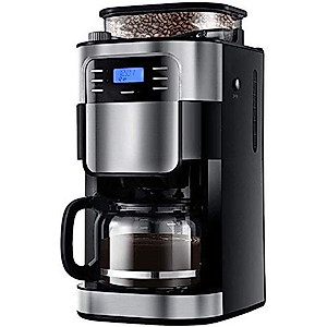 ROLTIN Coffee Machine Coffee Maker 15-Cup Coffee Makers with Timer Mode And Auto-Off Function Grind Coffee Machine with Removable Filter Basket Stainless Steel Black