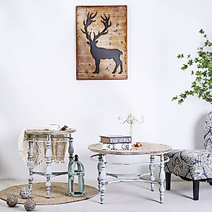 TIMBERMAVEN Rustic Farmhouse Round Coffee Table, French Country Vintage Center Table,φ31.5'' x18.9''H Rustic Solid Wood with Vintage Iron Legs, for Living Room, Bedroom,Dinning Room, White