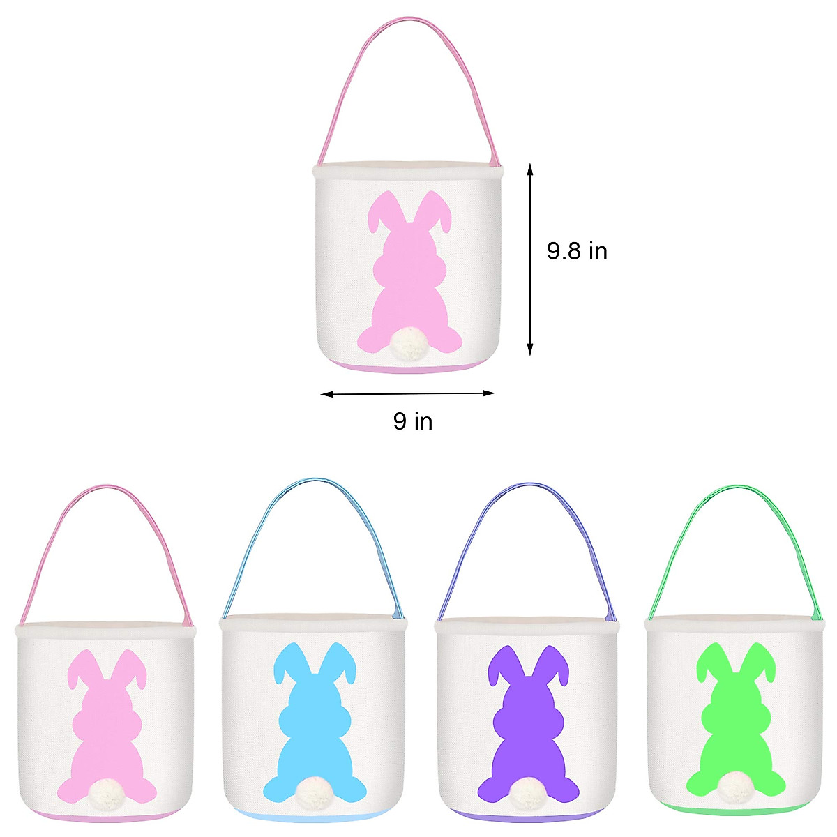 Viyorshop Easter Bunny Basket Bags Easter Rabbit Basket for Children Canvas Cotton Carrying Gift and Eggs Hunt Bag for Easter Eggs, Toys, Candy