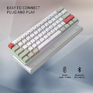 Newmen GM610 60% Wireless Mechanical Keyboard,Wired/Bluetooth RGB Backlit,61 Anti-Ghosting Keys,Programmable,Hot-Swappable Gaming Keyboard,for PC Windows Mac Laptop Computer(Blue)