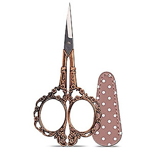 Hisuper 4.5inch Sewing Embroidery Scissors with Leather Scissors Cover, Sewing Crafting Sharp Scissors Stainless Steel Craft Shears Scissors for Needlework Manual Sewing Handicrafts Tool