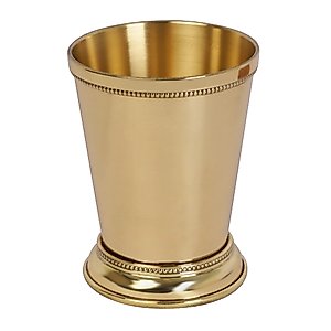 Wonderlist Handicrafts Designer Brass Mint Julep Cup Goblet Tumbler Capacity 12 Ounce Each Gold Julep Cup (Plain)