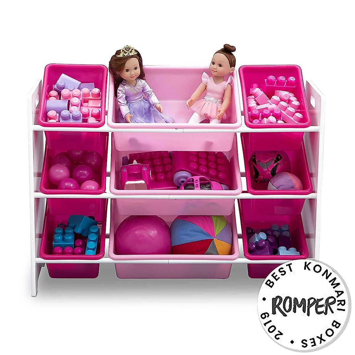 Delta Children MySize 9 Bin Plastic Toy Organizer, Greenguard Gold Certified, Bianca White