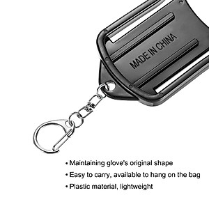 PATIKIL Golf Gloves Stretcher, 2 Pack Plastic Keeper Support Rack Holder Dryer Hanger Frame with Keychain Hook for Sports Gloves Maintenance, Black L Size