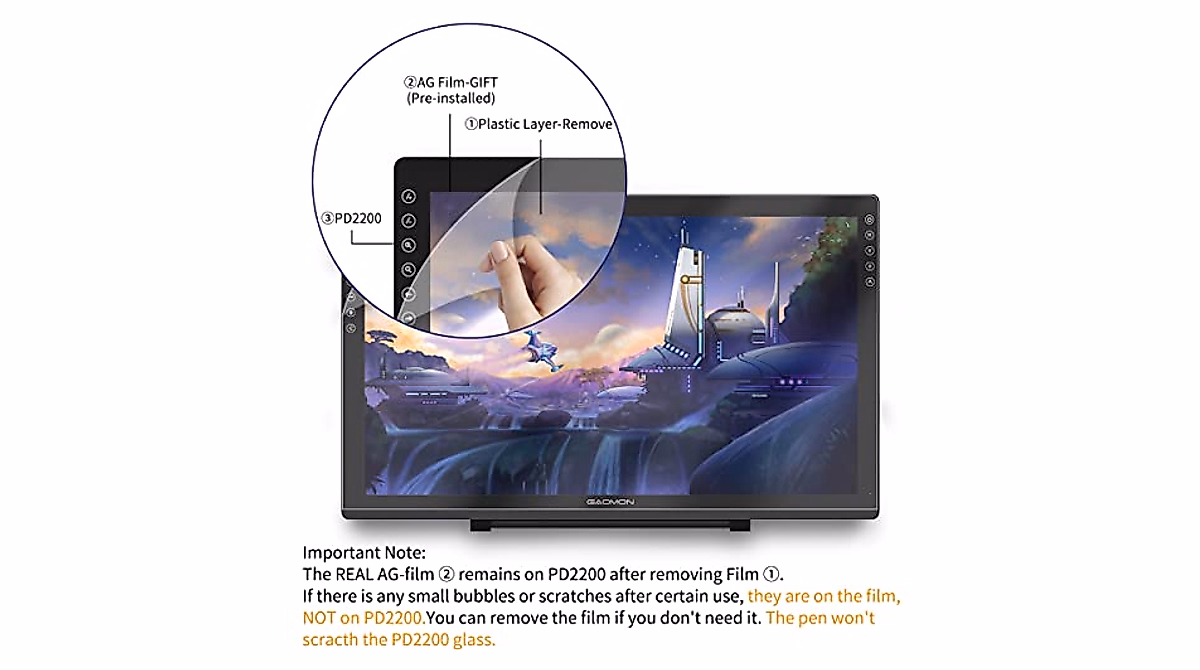GAOMON PD2200 130% sRGB Full-Laminated Pen Display with 8192 Battery ...
