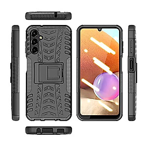 Folice for Galaxy A14 5G Case, [Heavy Duty][Shockproof] Soft Rubber Hard PC Tough Dual Layer Protective Case with Kickstand for Samsung Galaxy A14 5G (Black)