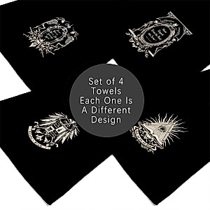 Voatok Dark Memento Mori The Undead Gothic Macabre Art Kitchen Towels Dish Towels Set of 4,Gothic Skull Halloween Kitchen Hand Towels,Skull Lovers Gifts,Tarot Lovers Gifts