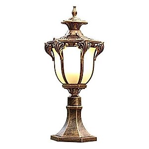 HIZLJJ Outdoor Waterproof Column Headlight European Outdoor Creative Terrace LED Villa Home Garden Courtyard Gate Wall Lamp