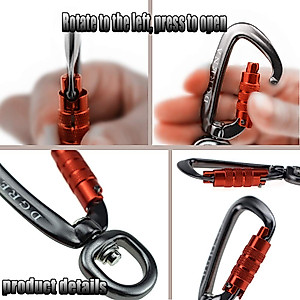 DGRENA Carabiner, Keychain, Spring Buckle，Made of high Hardness Aluminum which is Suitable for hammocks, Home Tools, Camping, Hiking, utilities, and etc. (Gray)